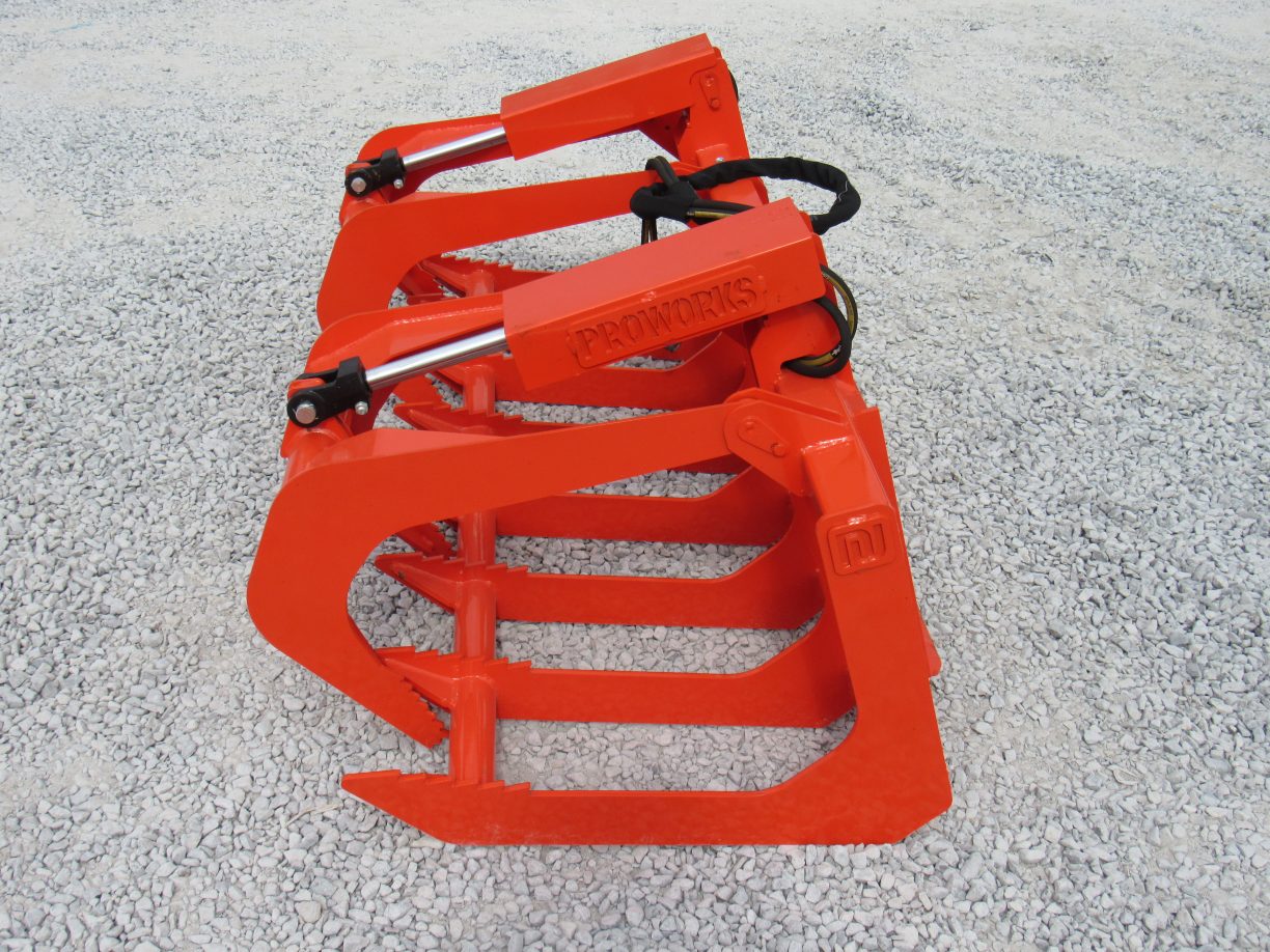 66″ Dual Cylinder Root Bucket Grapple Attachment with Grease Fittings ...