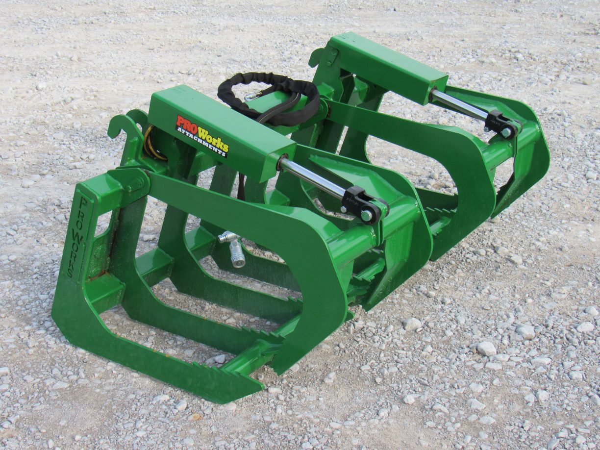 60″ Dual Cylinder Root Bucket Grapple Attachment with Grease Fittings ...