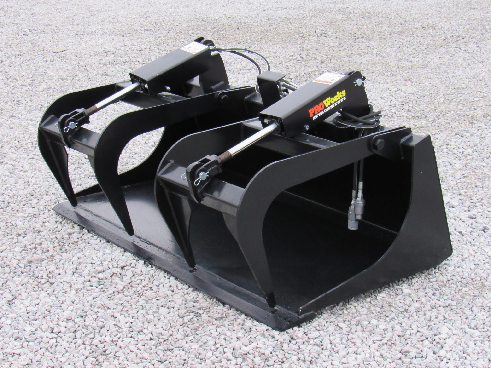 60″ Compact Tractor Dual Cylinder Solid Bottom Bucket Grapple Fits Skid ...