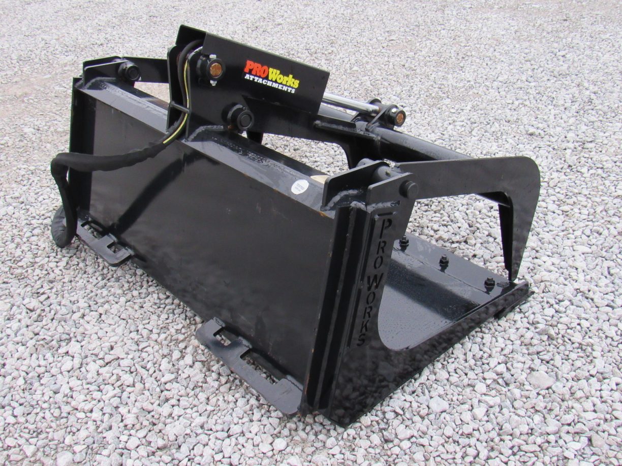 48″ Compact Tractor Single Cylinder Solid Bottom Bucket Grapple with ...