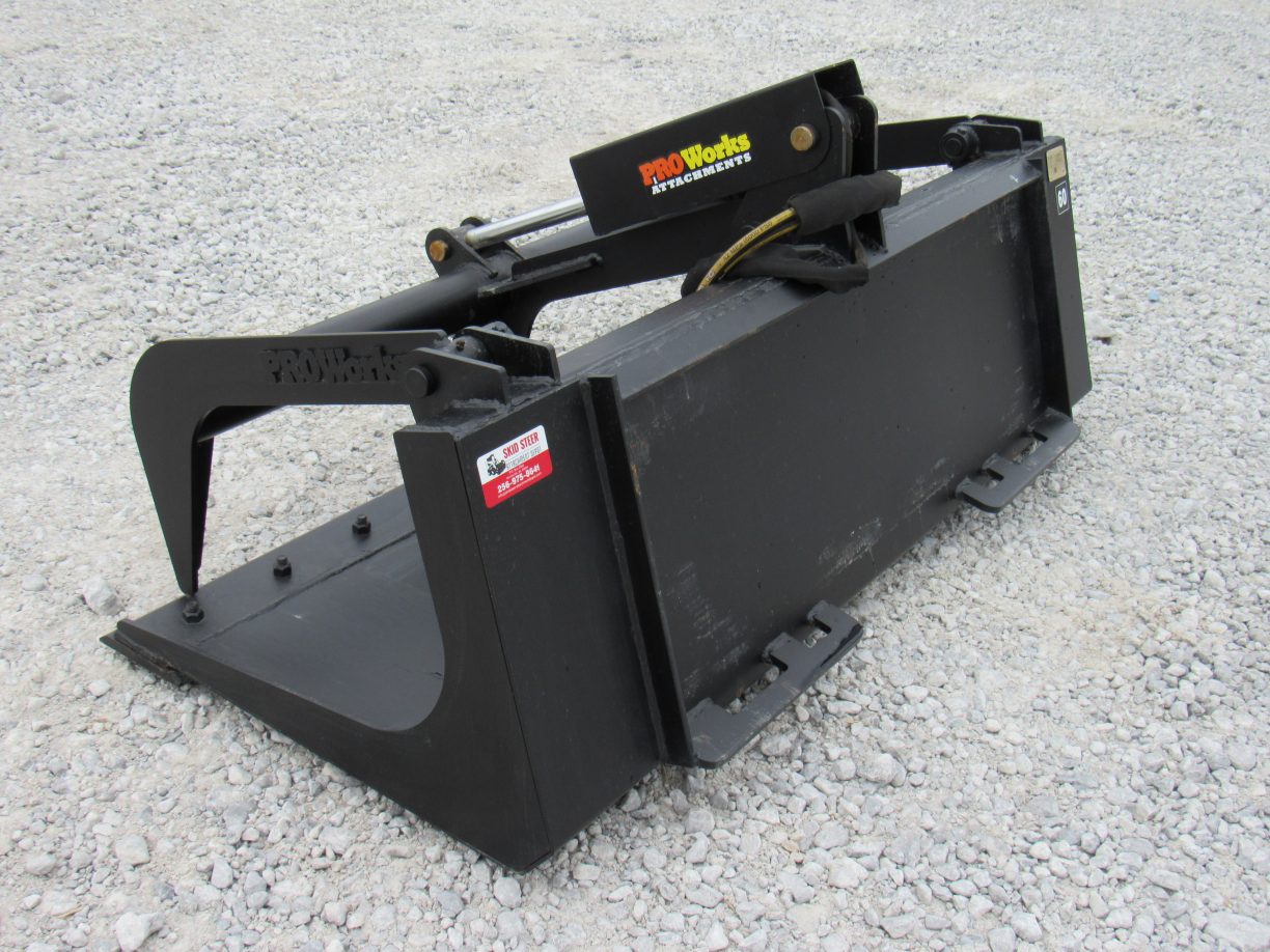 60″ Compact Tractor Single Cylinder Solid Bottom Bucket Grapple with ...