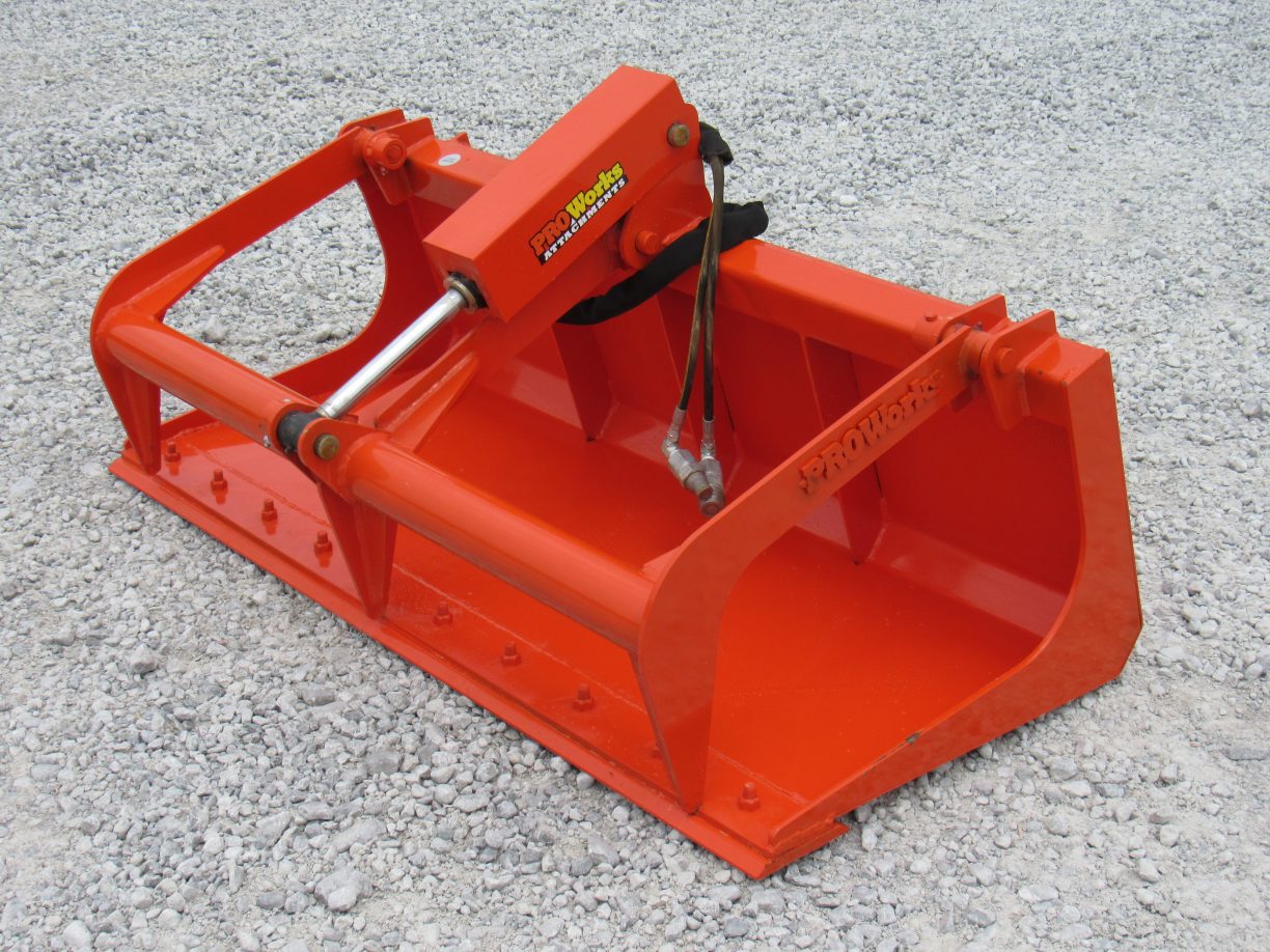 60″ Compact Tractor Single Cylinder Solid Bottom Bucket Grapple with ...