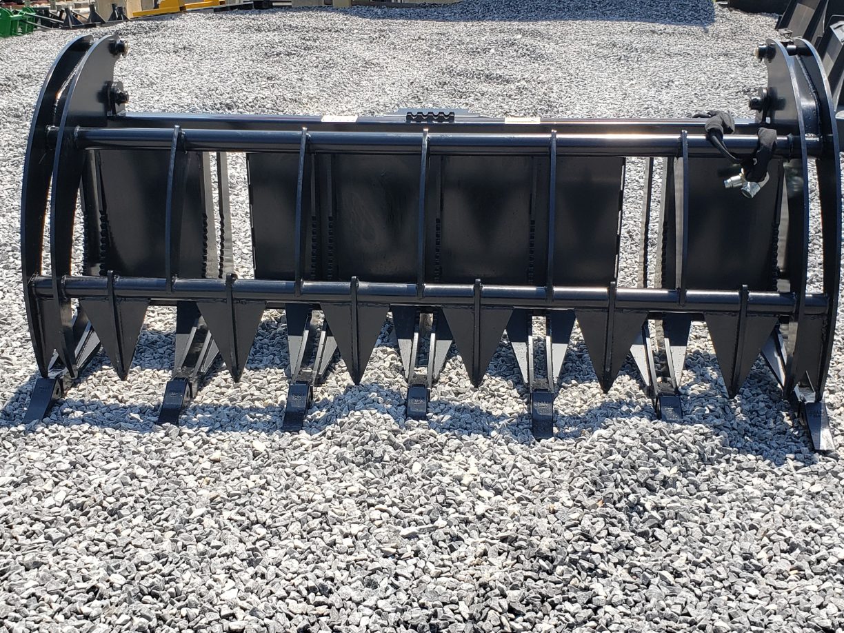 84″ Severe Duty Root Rake Clam Grapple with Teeth Attachment Fits Skid ...