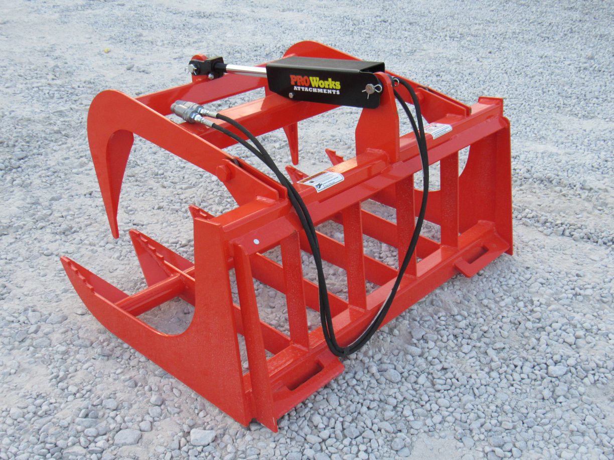 48″ Root Grapple and 42″ Pallet Forks Fits Skid Steer Quick Attach – Orange – Skid Steer ...