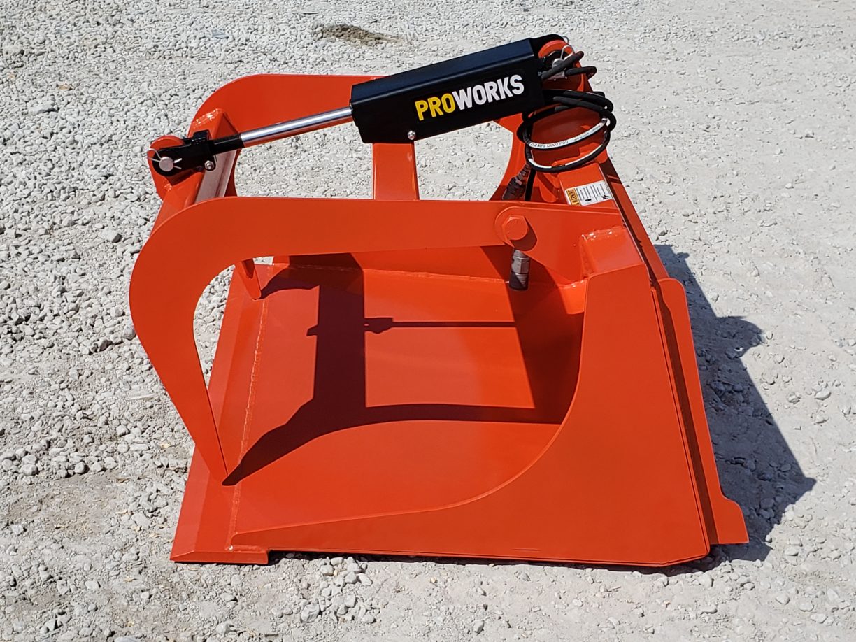 48″ Compact Tractor Single Cylinder Solid Bottom Bucket Grapple Fits ...