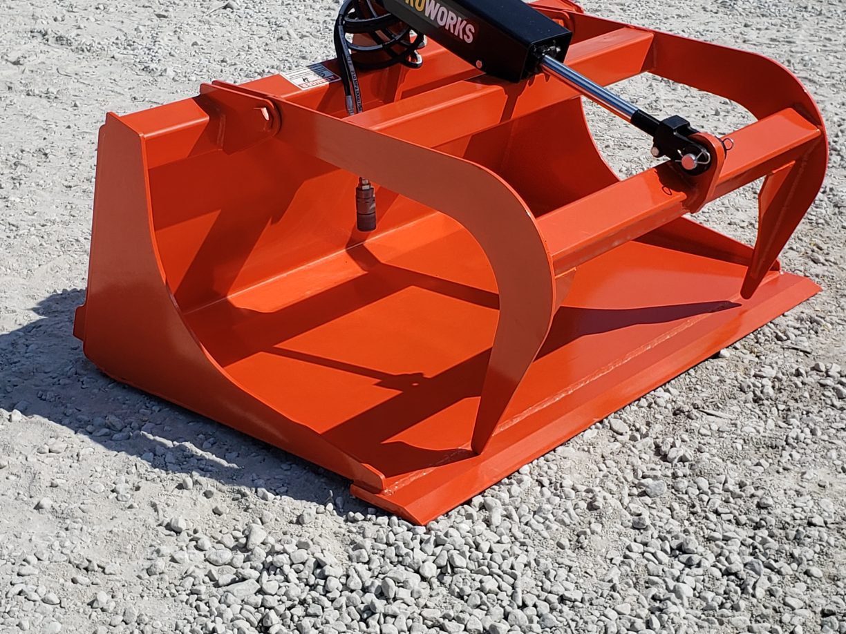 48″ Compact Tractor Single Cylinder Solid Bottom Bucket Grapple Fits ...