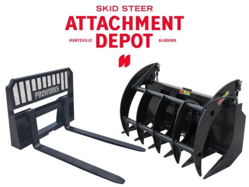 60″ Root Rake Clam Grapple Attachment and 48″ Long Pallet Forks ...