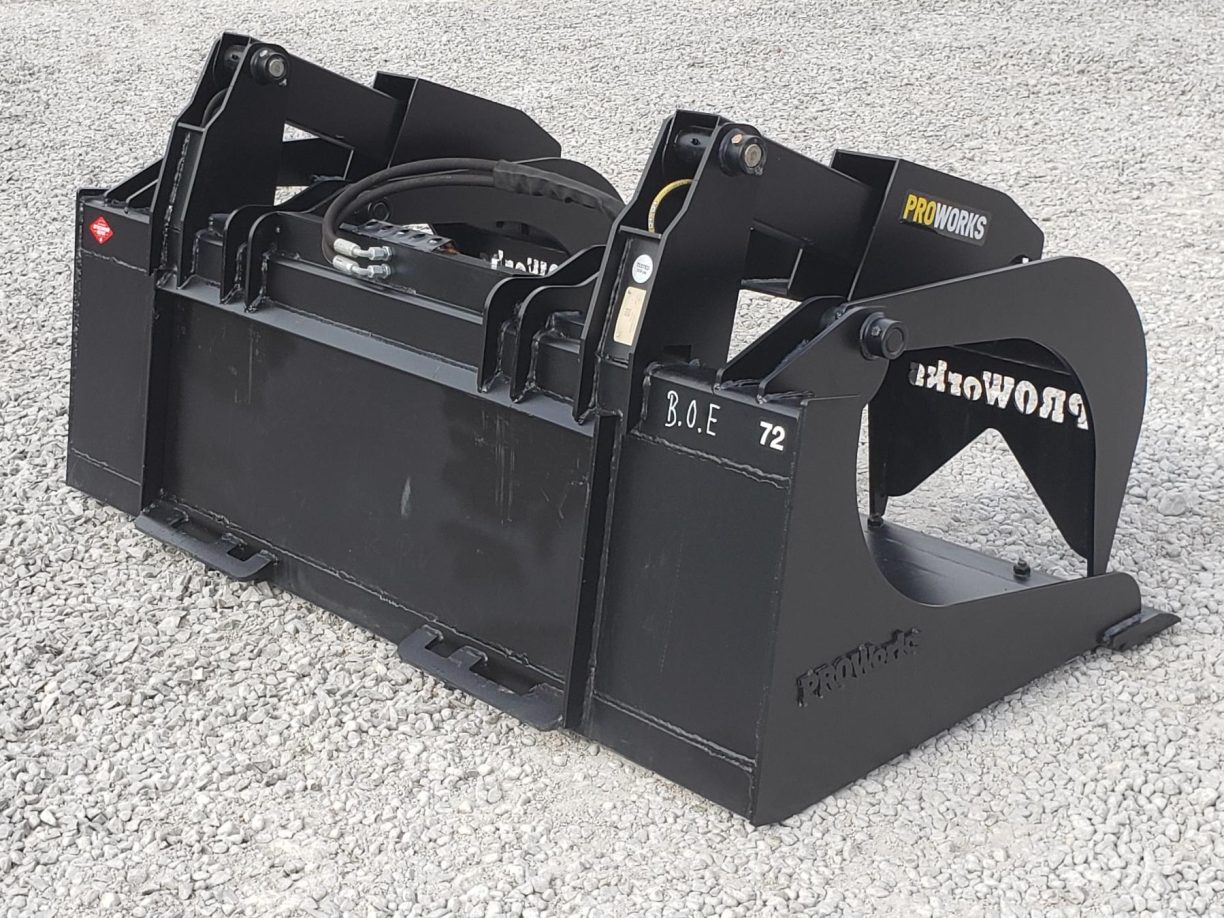 72″ Severe Duty Solid Bottom Bucket Grapple with Bolt-on-Edge Fits Skid ...