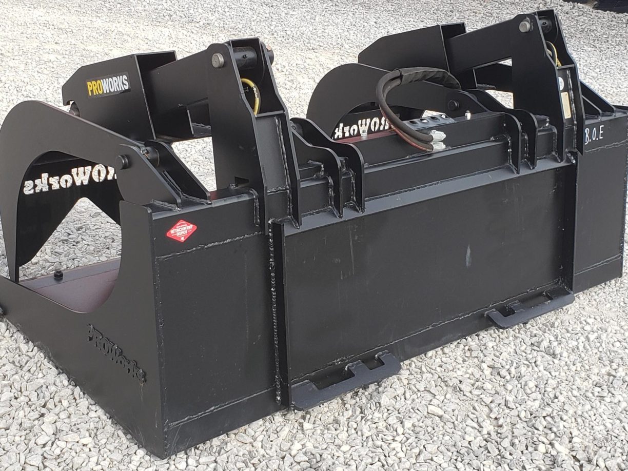 66″ Severe Duty Solid Bottom Bucket Grapple with Bolt-on-Edge Fits Skid ...