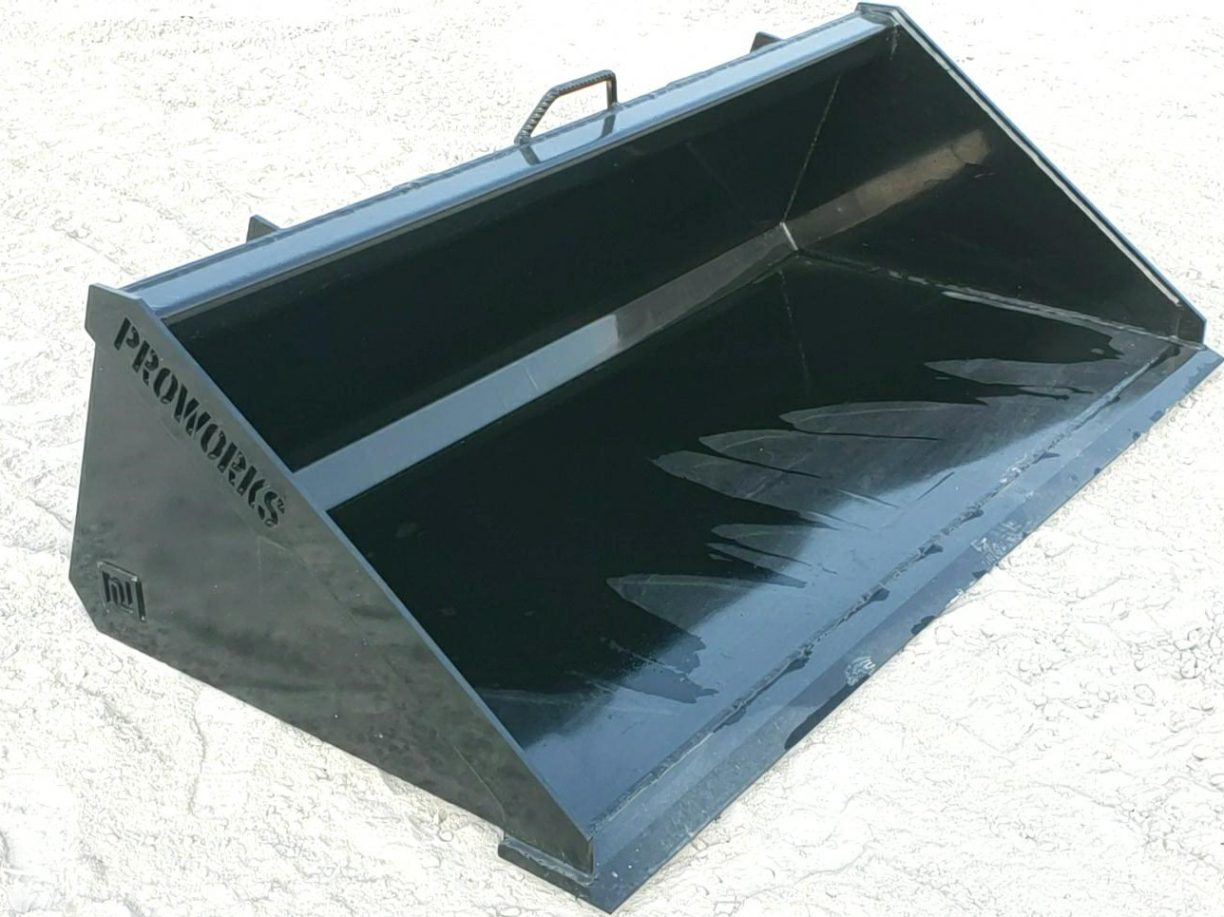 PROWORKS 66″ Heavy Duty Low Profile Smooth Dirt Bucket Fits Skid Steer ...