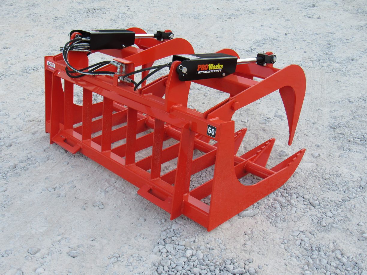 60″ Root Grapple and 48″ Long Walk Through Pallet Forks Attachment ...
