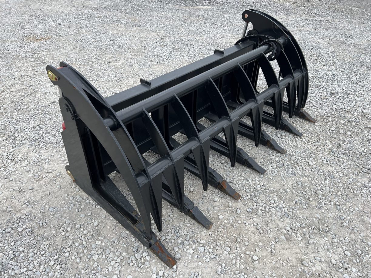 74” Heavy Duty Root Rake Clam Grapple Attachment with Teeth Fits Skid ...