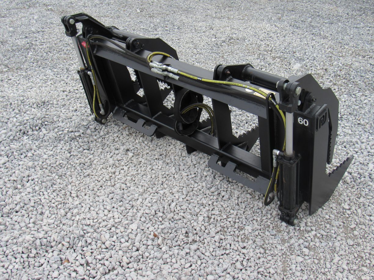 60″ Dual Tine Root Rake Clam Grapple Attachment Fits Skid Steer Quick ...