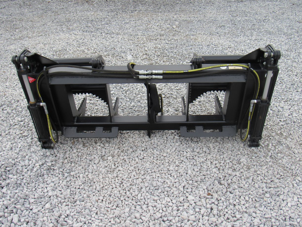 60″ Dual Tine Root Rake Clam Grapple Attachment Fits Skid Steer Quick ...