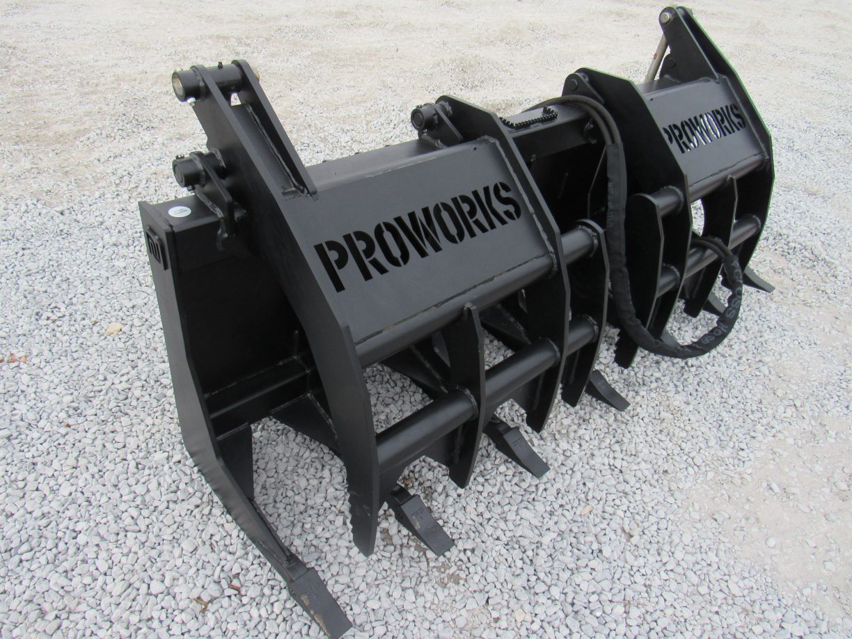 80″ Heavy Duty Dual Tine Root Rake Clam Grapple with Teeth Attachment ...