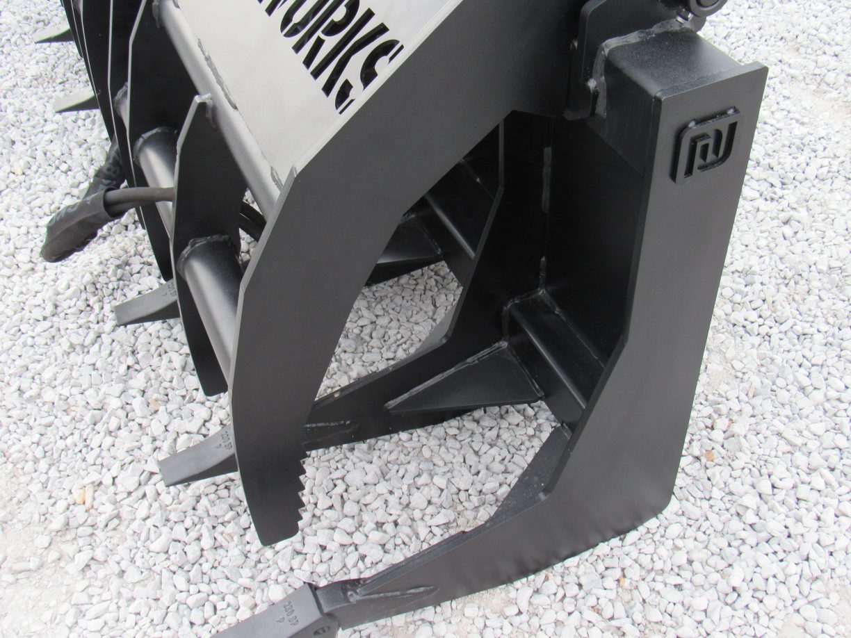 80″ Heavy Duty Dual Tine Root Rake Clam Grapple with Teeth Attachment Fits Skid Steer Quick ...