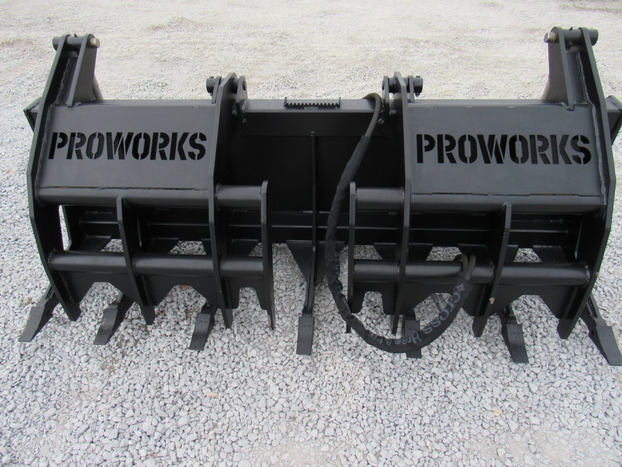 80″ Heavy Duty Dual Tine Root Rake Clam Grapple with Teeth Attachment ...