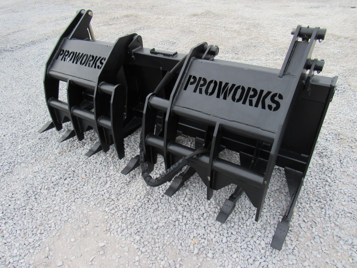 80″ Heavy Duty Dual Tine Root Rake Clam Grapple with Teeth Attachment ...