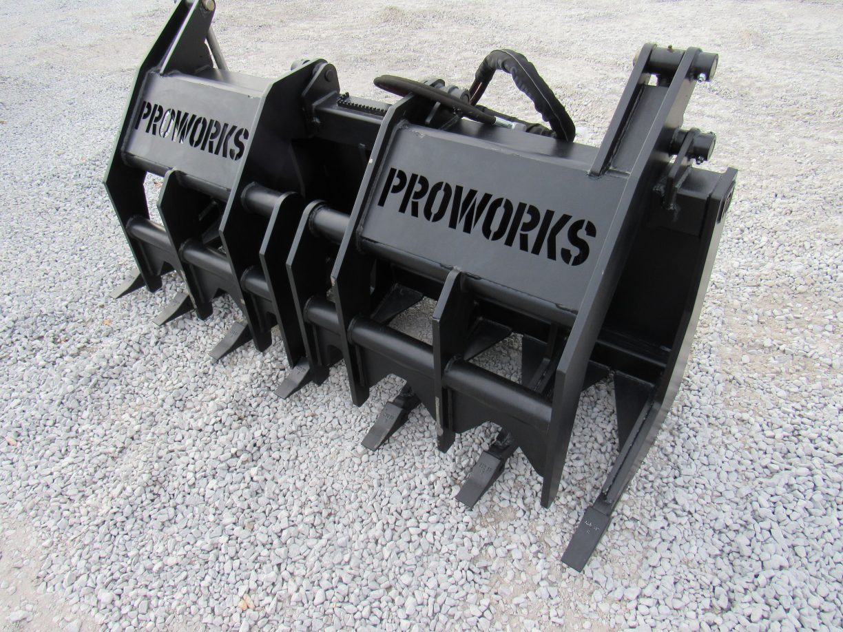 72″ Severe Heavy Duty Dual Tine Root Rake Clam Grapple with Teeth ...