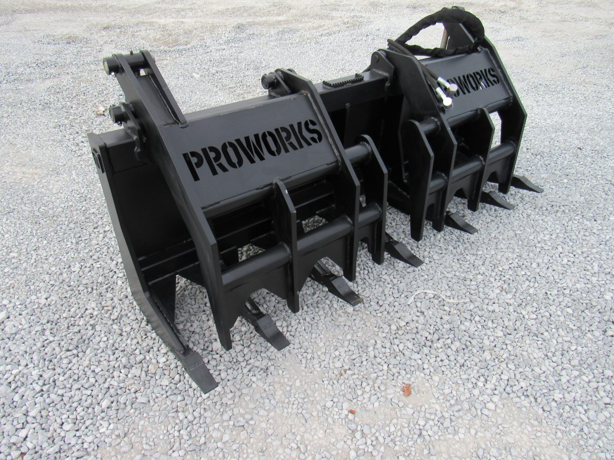 80″ Severe Heavy Duty Dual Tine Root Rake Clam Grapple with Teeth ...