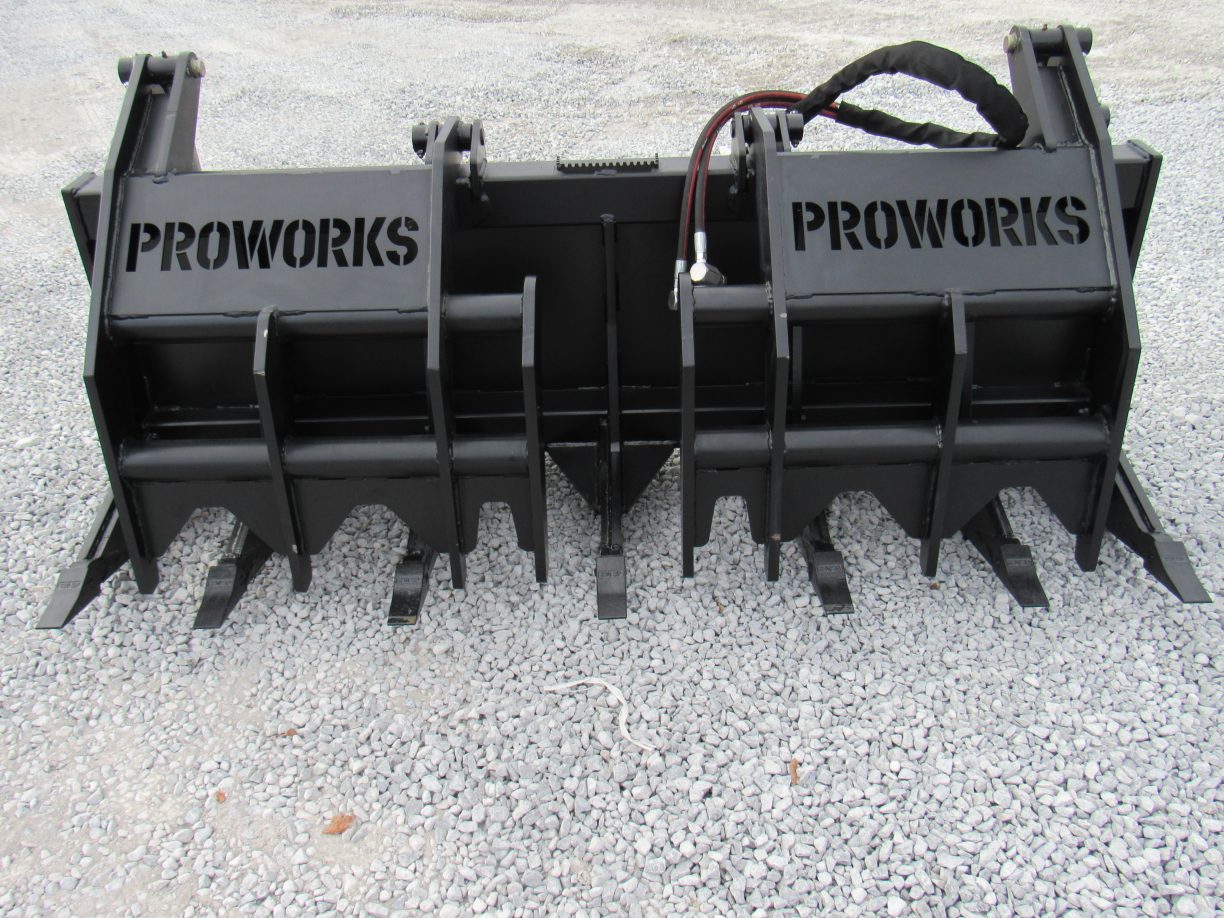80″ Severe Heavy Duty Dual Tine Root Rake Clam Grapple with Teeth ...
