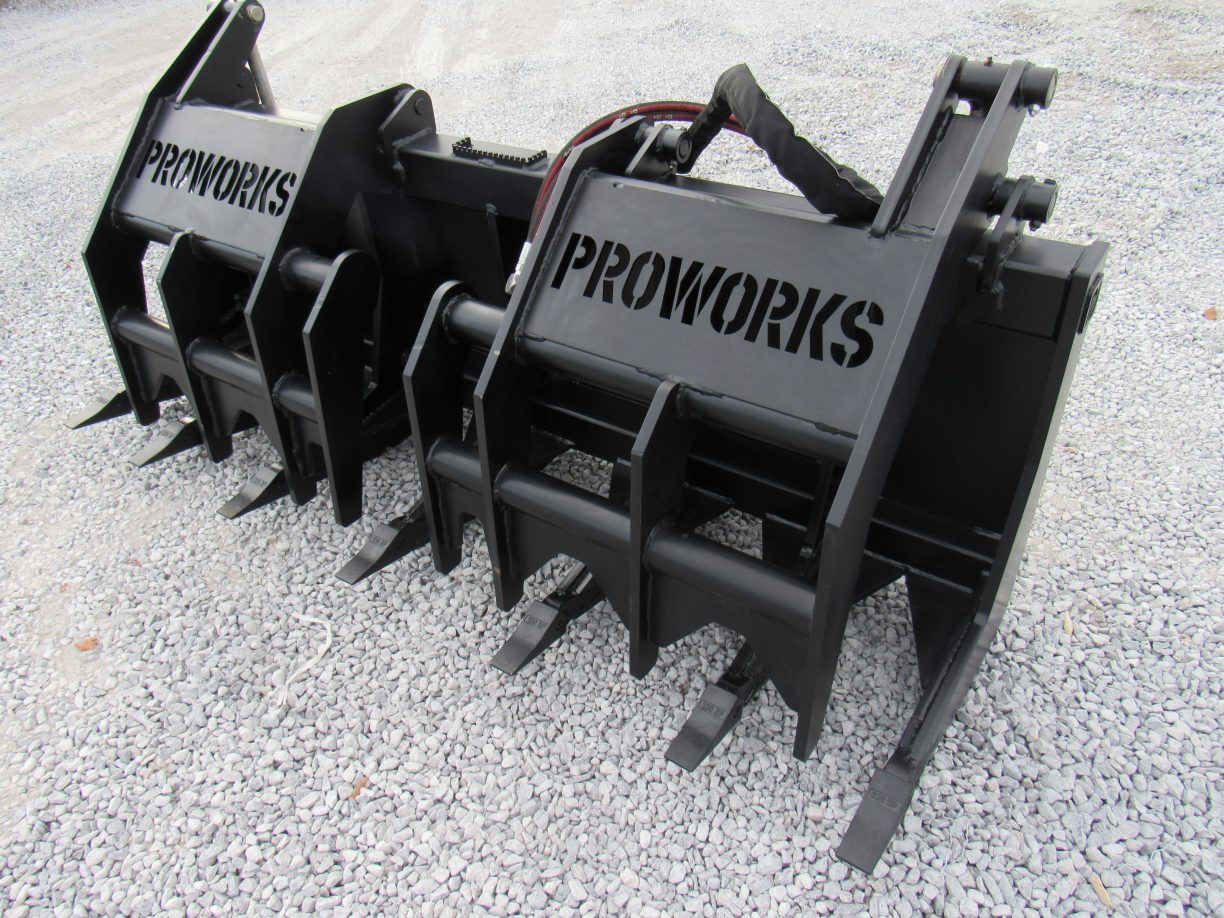 80″ Severe Heavy Duty Dual Tine Root Rake Clam Grapple with Teeth ...