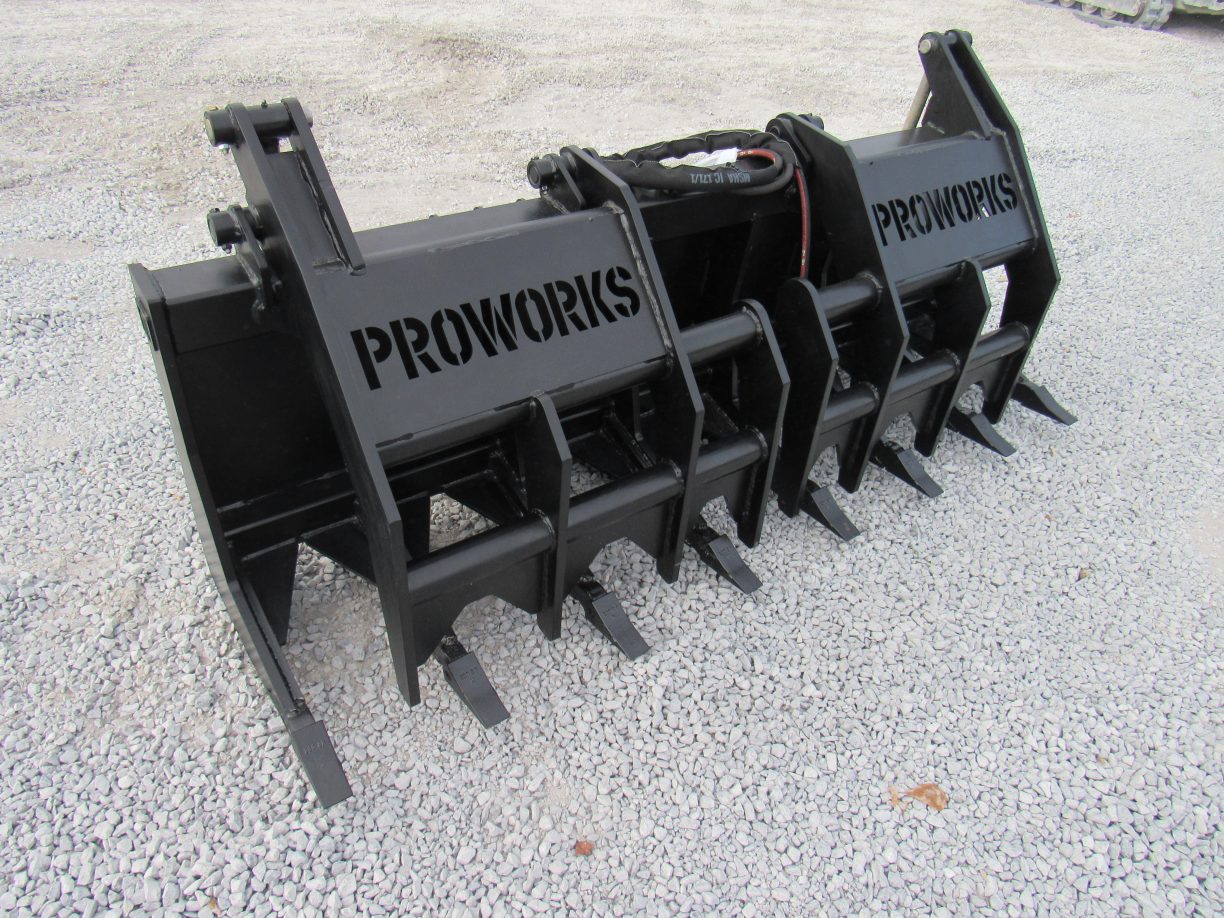 84″ Severe Heavy Duty Dual Tine Root Rake Clam Grapple with Teeth ...