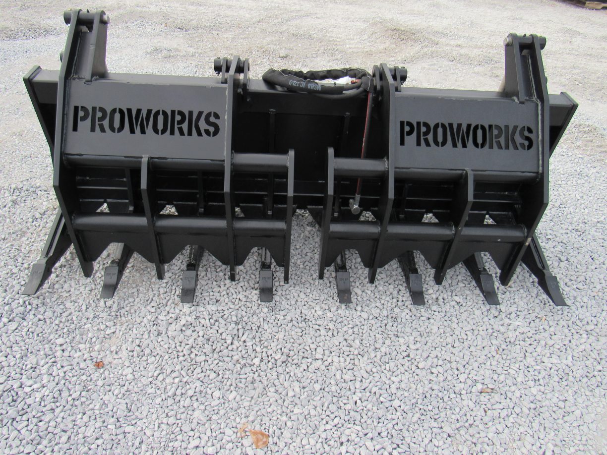 84″ Severe Heavy Duty Dual Tine Root Rake Clam Grapple with Teeth ...