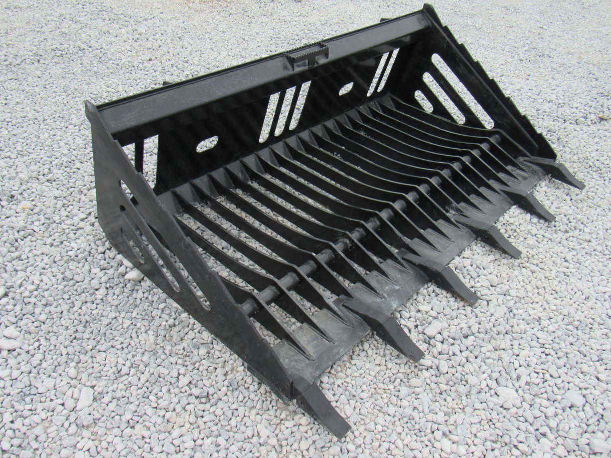 68″ Heavy Duty Skeleton Rock Bucket with Teeth Fits Skid Steer Quick ...