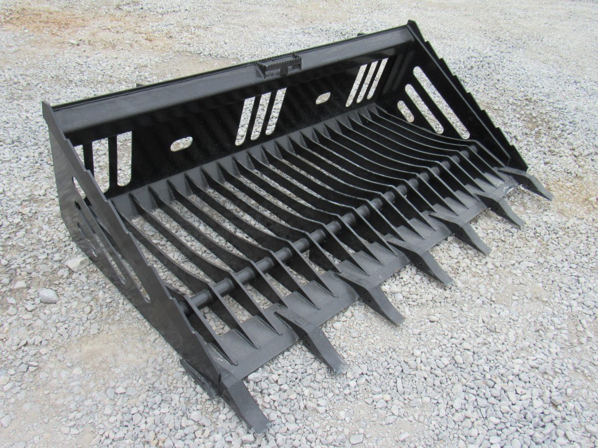 72″ Heavy Duty Skeleton Rock Bucket with Teeth Fits Skid Steer Quick ...