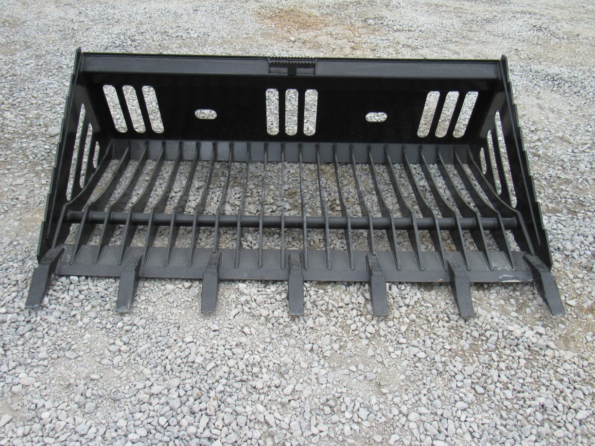 72″ Heavy Duty Skeleton Rock Bucket with Teeth Fits Skid Steer Quick ...