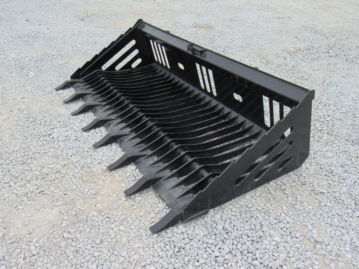 84″ Heavy Duty Skeleton Rock Bucket with Teeth Fits Skid Steer Quick ...