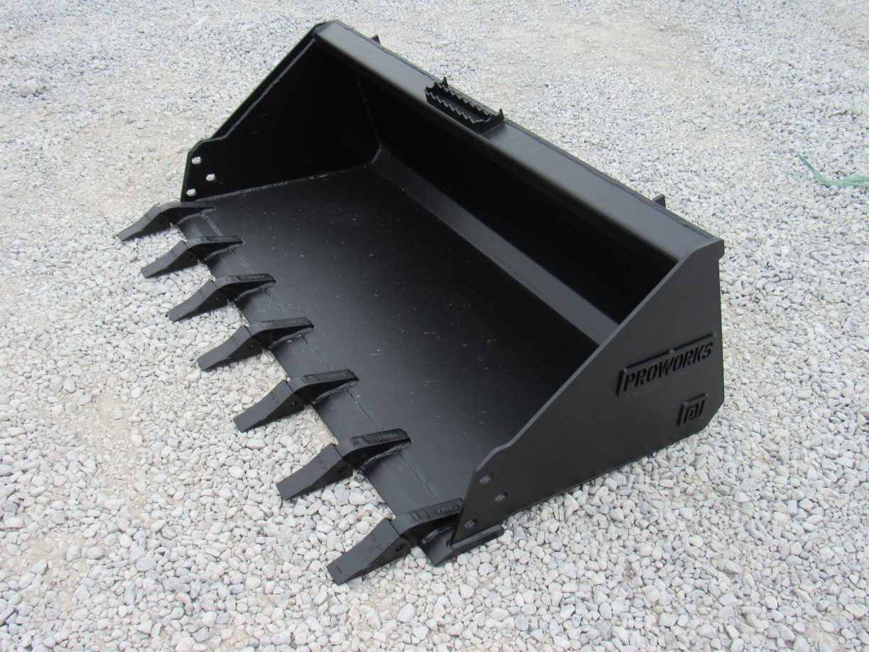 PROWORKS 60″ Heavy Duty Low Profile Dirt Bucket with Teeth Fits Skid ...