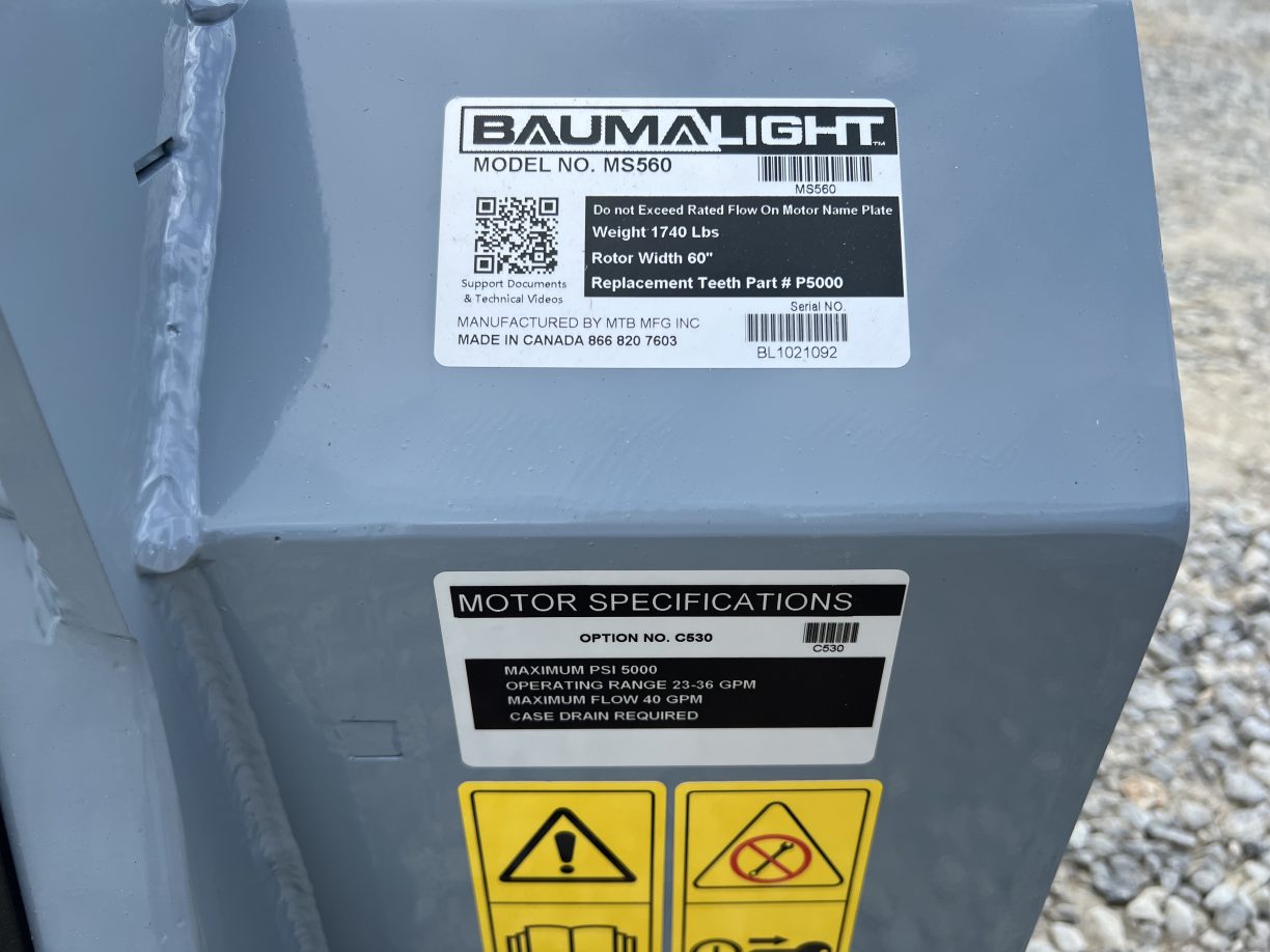 Baumalight MS560 Fixed Tooth Forestry Mulcher Attachment Fits Skid ...